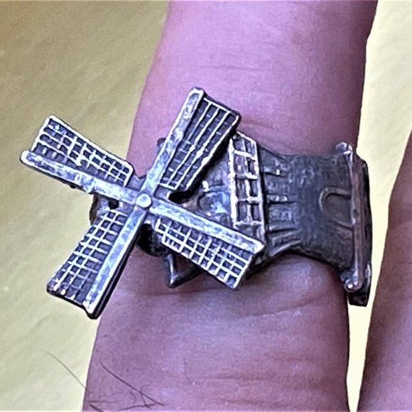 Jewelry | Vintage Handmade Holland Spoon Ring Windmill Does Turn Size 8 ...